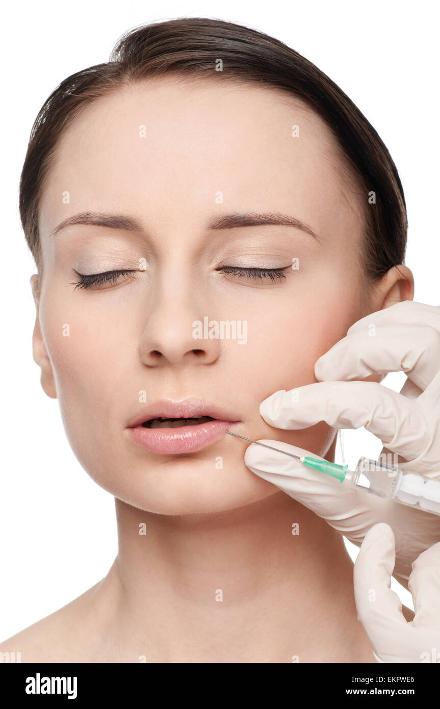Cosmetic botox injection in the beauty face Stock Photo - Alamy