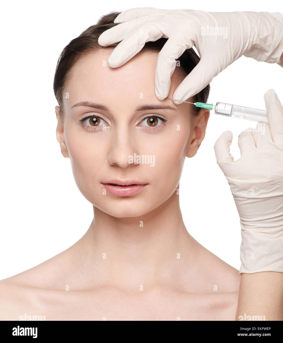 Cosmetic botox injection in the beauty face Stock Photo - Alamy