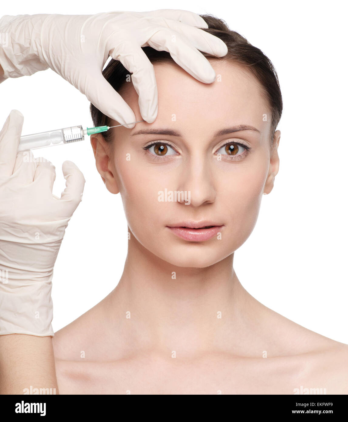Cosmetic botox injection in the beauty face Stock Photo - Alamy