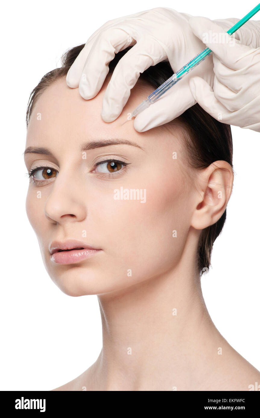 Cosmetic botox injection in the beauty face Stock Photo - Alamy