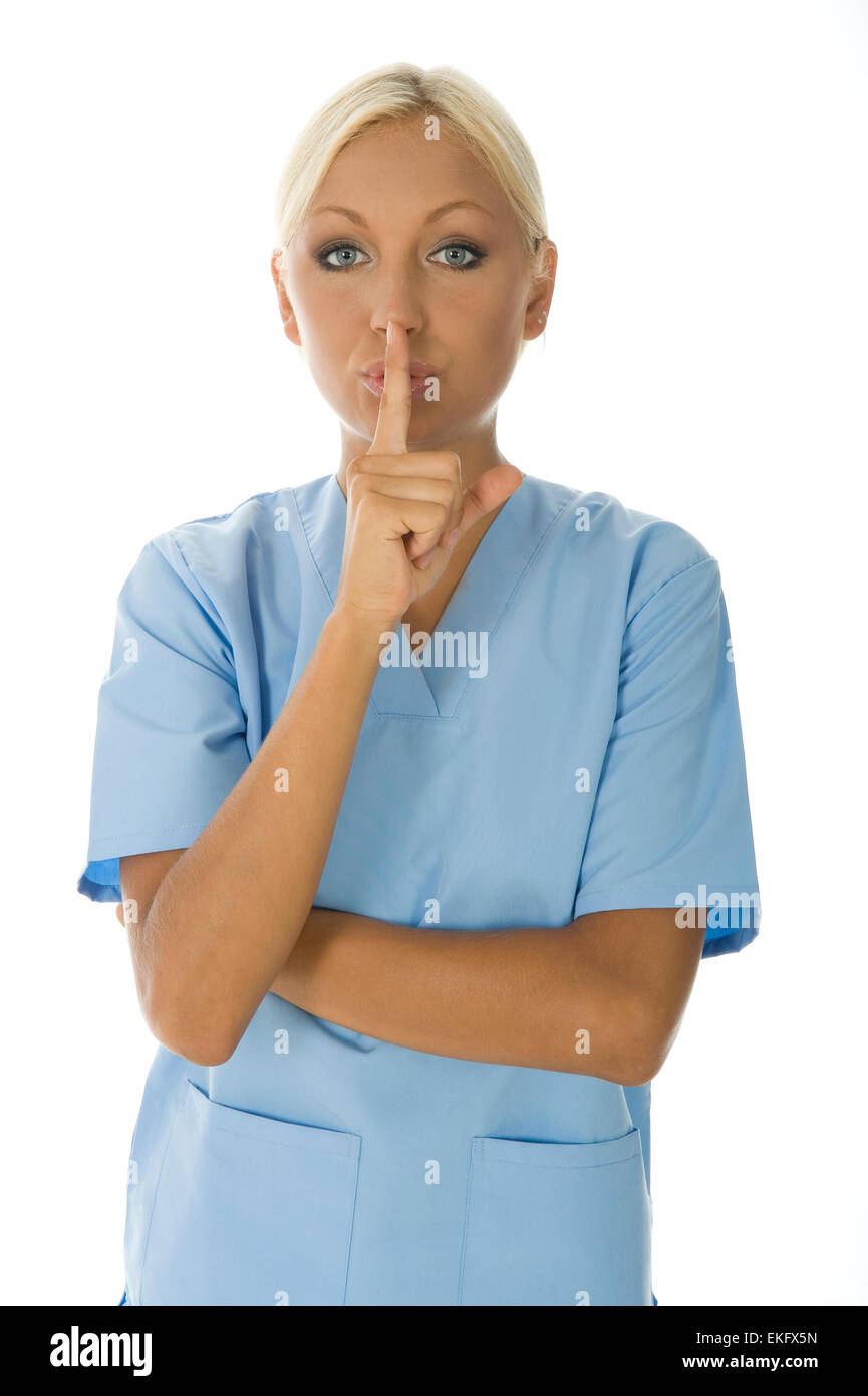 Nurse finger on lips hi-res stock photography and images - Alamy