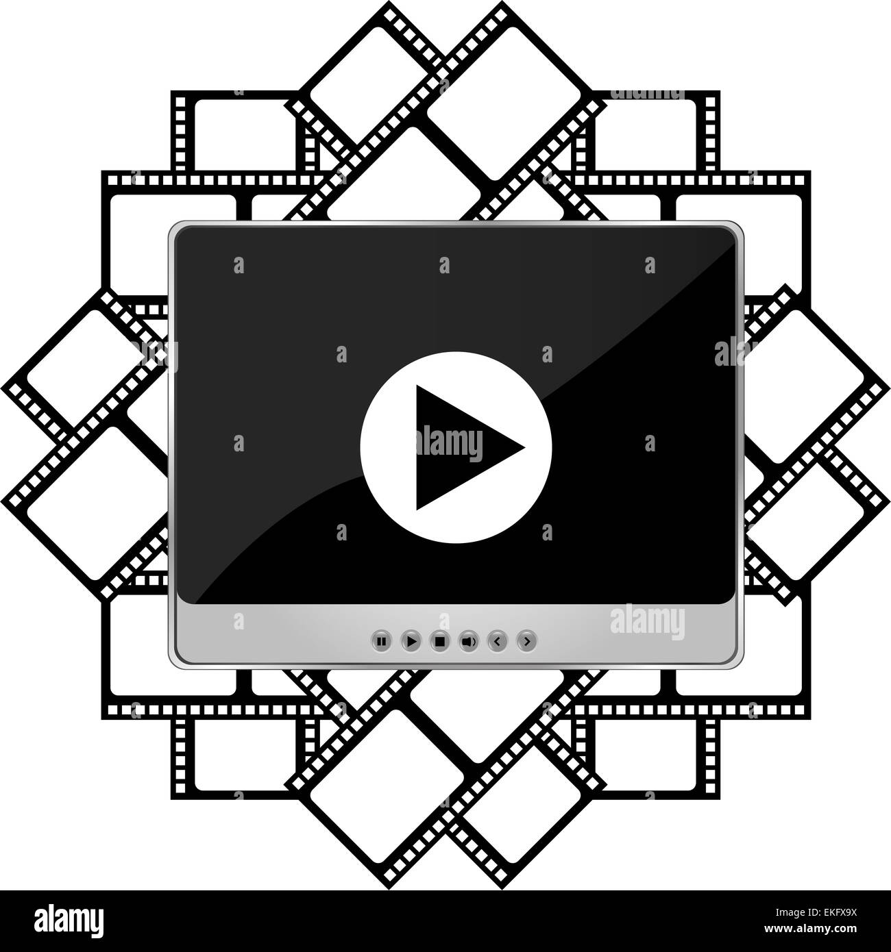 Video movie media player on film cinema strip Stock Photo - Alamy