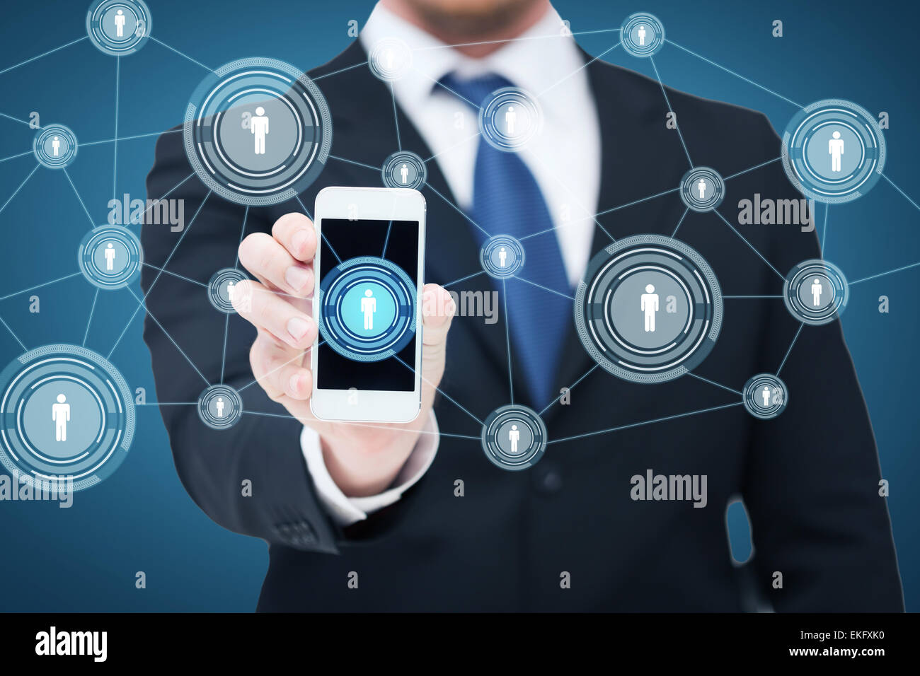 Holding smartphone person network connections hi-res stock photography ...