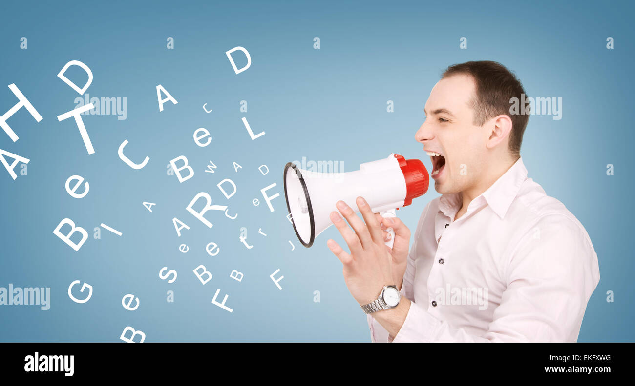 businessman with megaphone Stock Photo - Alamy