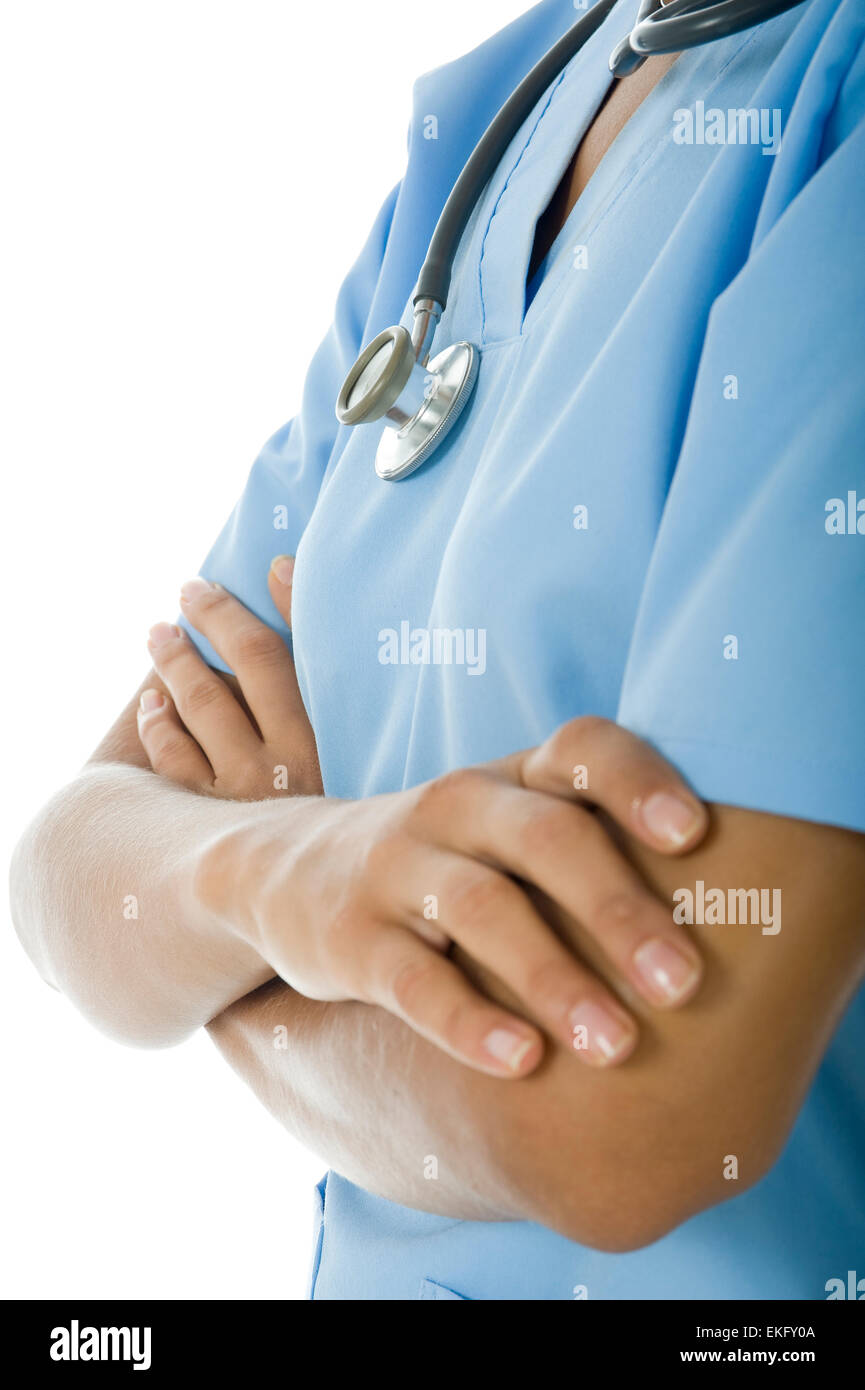 Nurse in Blue Stock Photo - Alamy