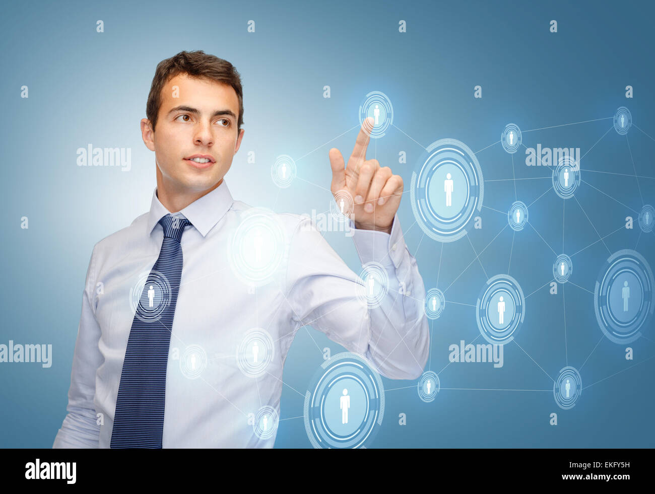 businessman working with imaginary virtual screen Stock Photo - Alamy