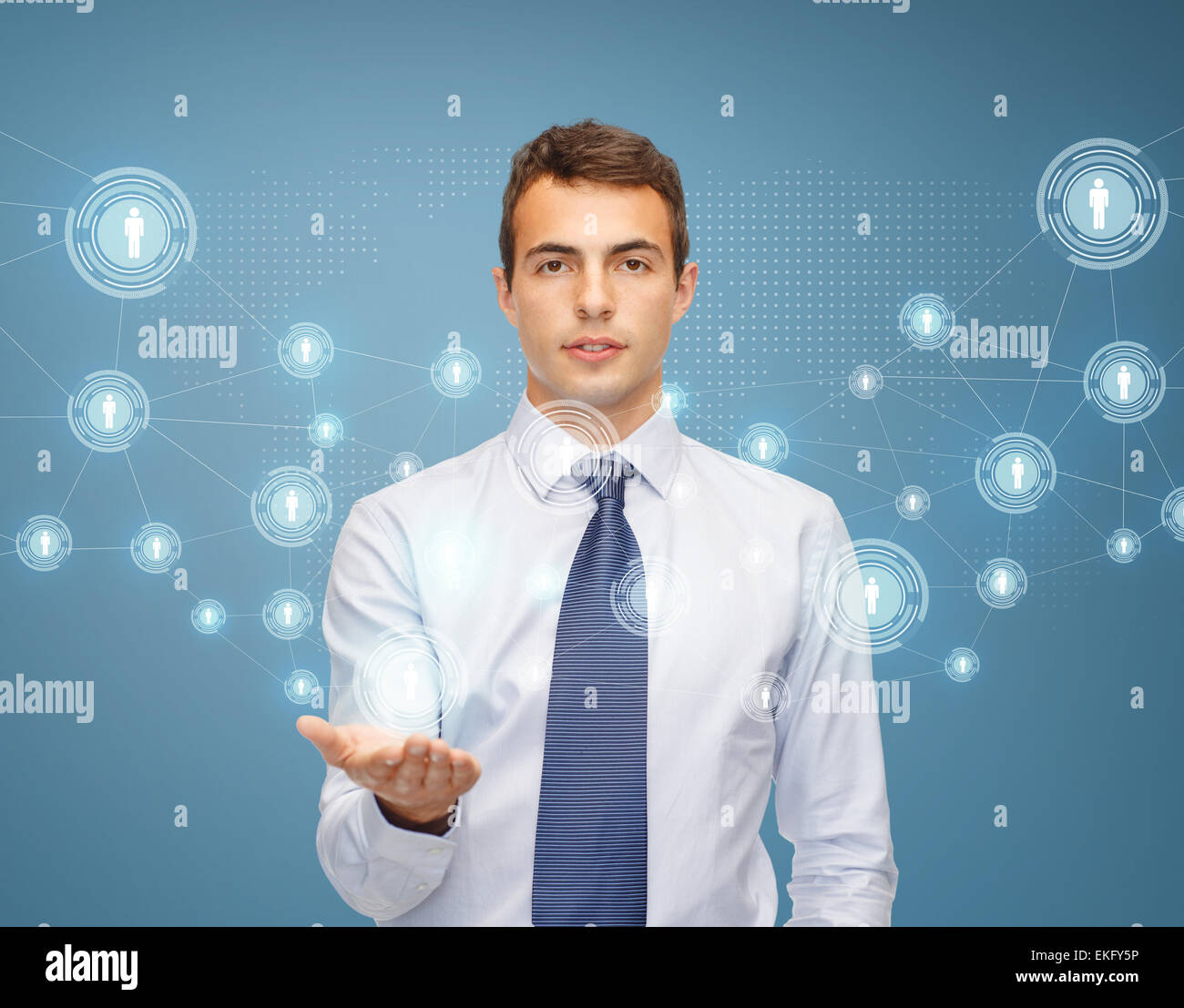 man showing network on the palm of his hand Stock Photo - Alamy
