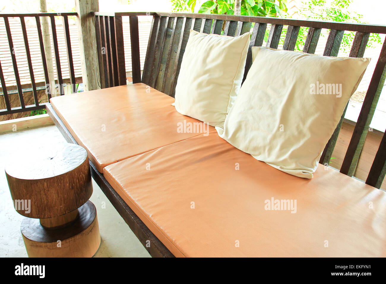 Relaxing seat sofa with pillows on terrace Stock Photo - Alamy