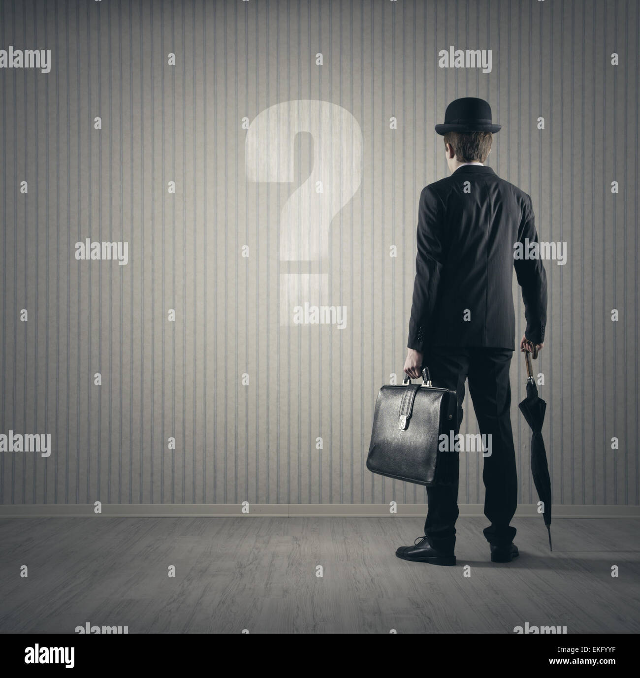 Businessman and questions Stock Photo - Alamy