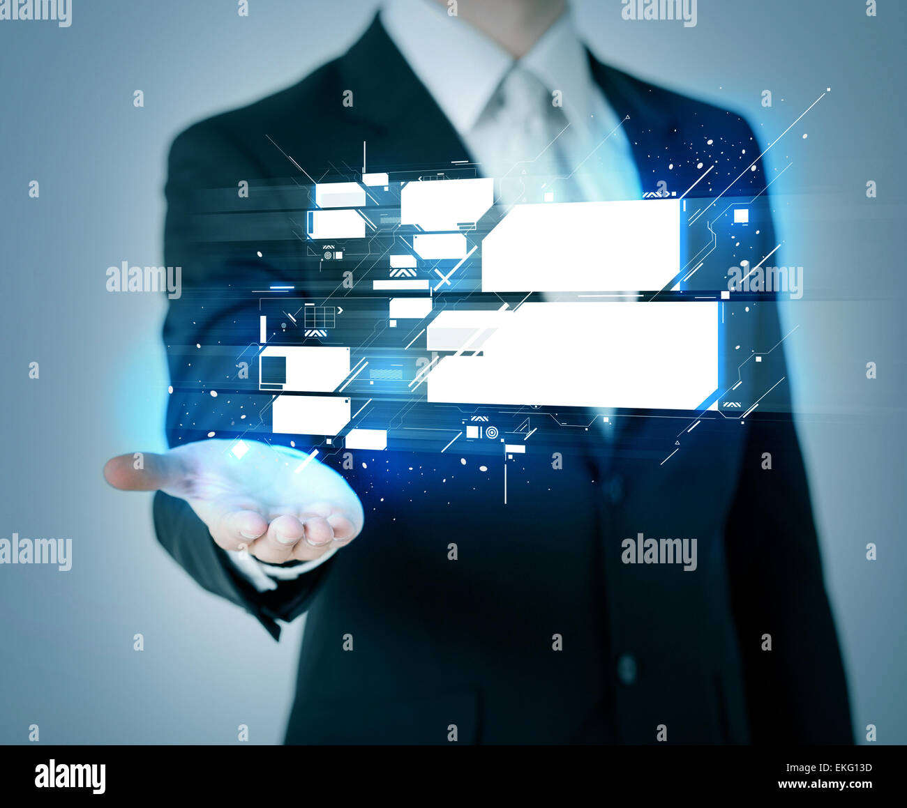 mans hand showing virtual screen Stock Photo - Alamy