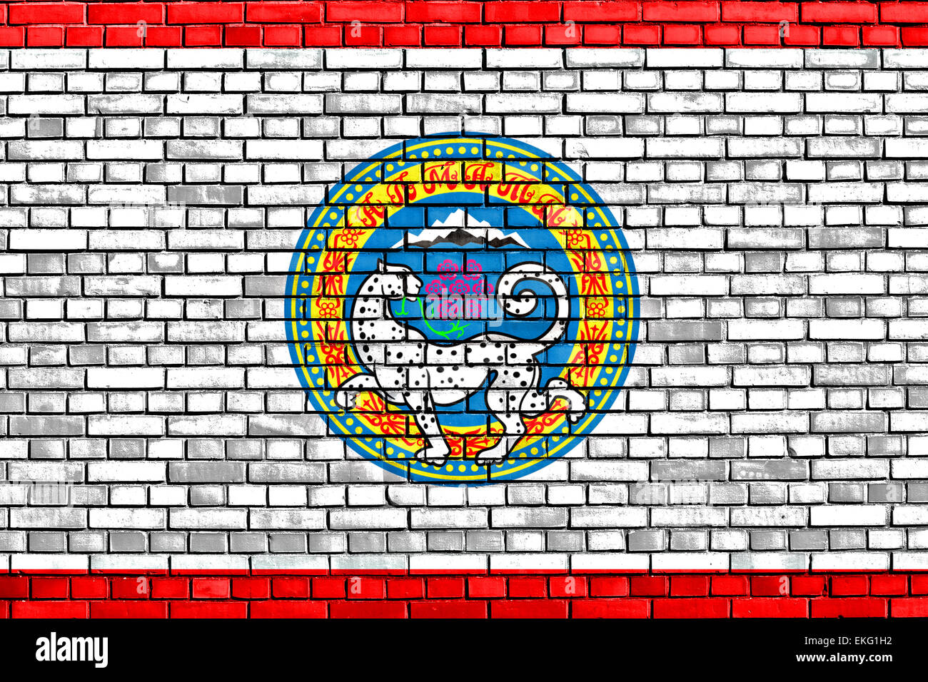 flag of Almaty painted on brick wall Stock Photo - Alamy
