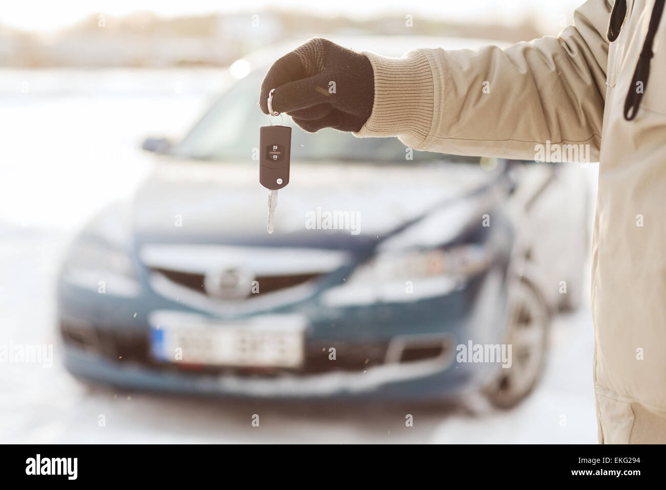 closeup of man hand with car key outdoors Stock Photo - Alamy