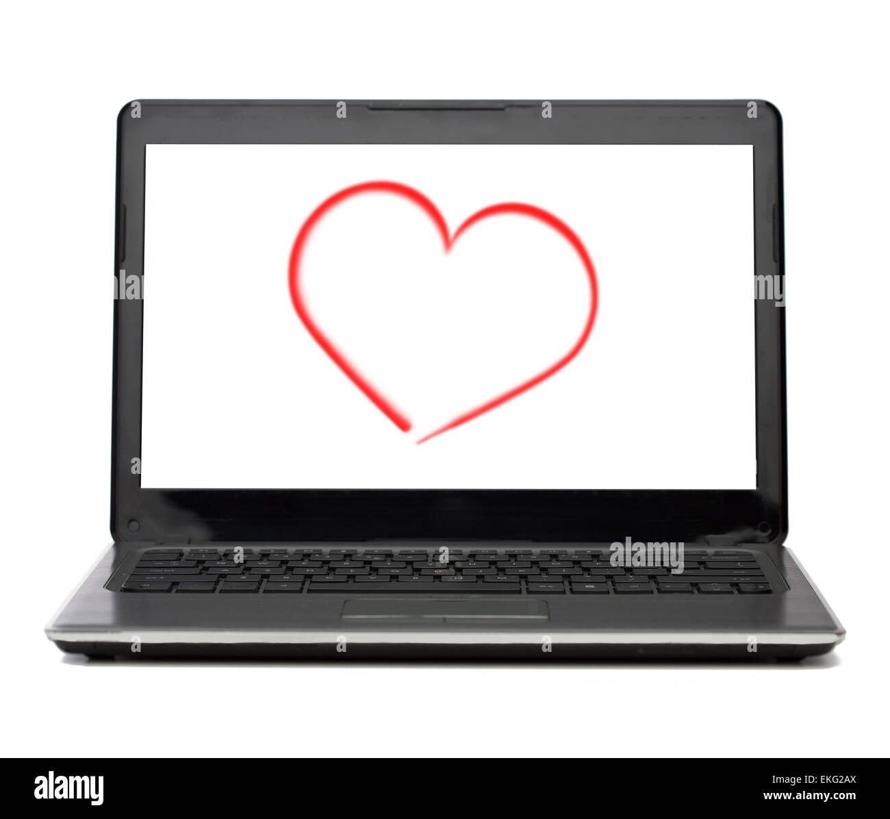 laptop computer with heart on white screen Stock Photo - Alamy