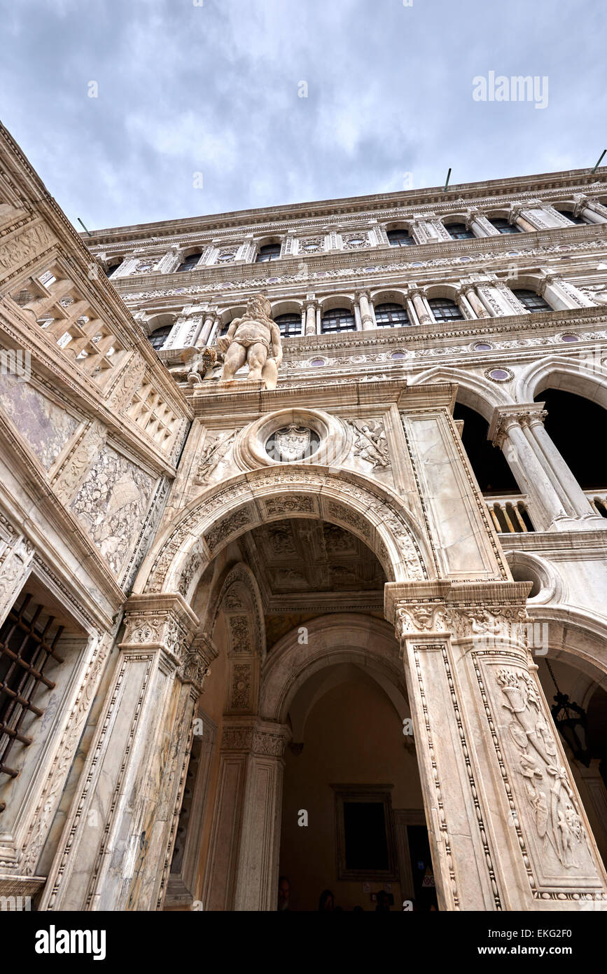 The Doge's Palace is built in Venetian Gothic style, and one of the ...