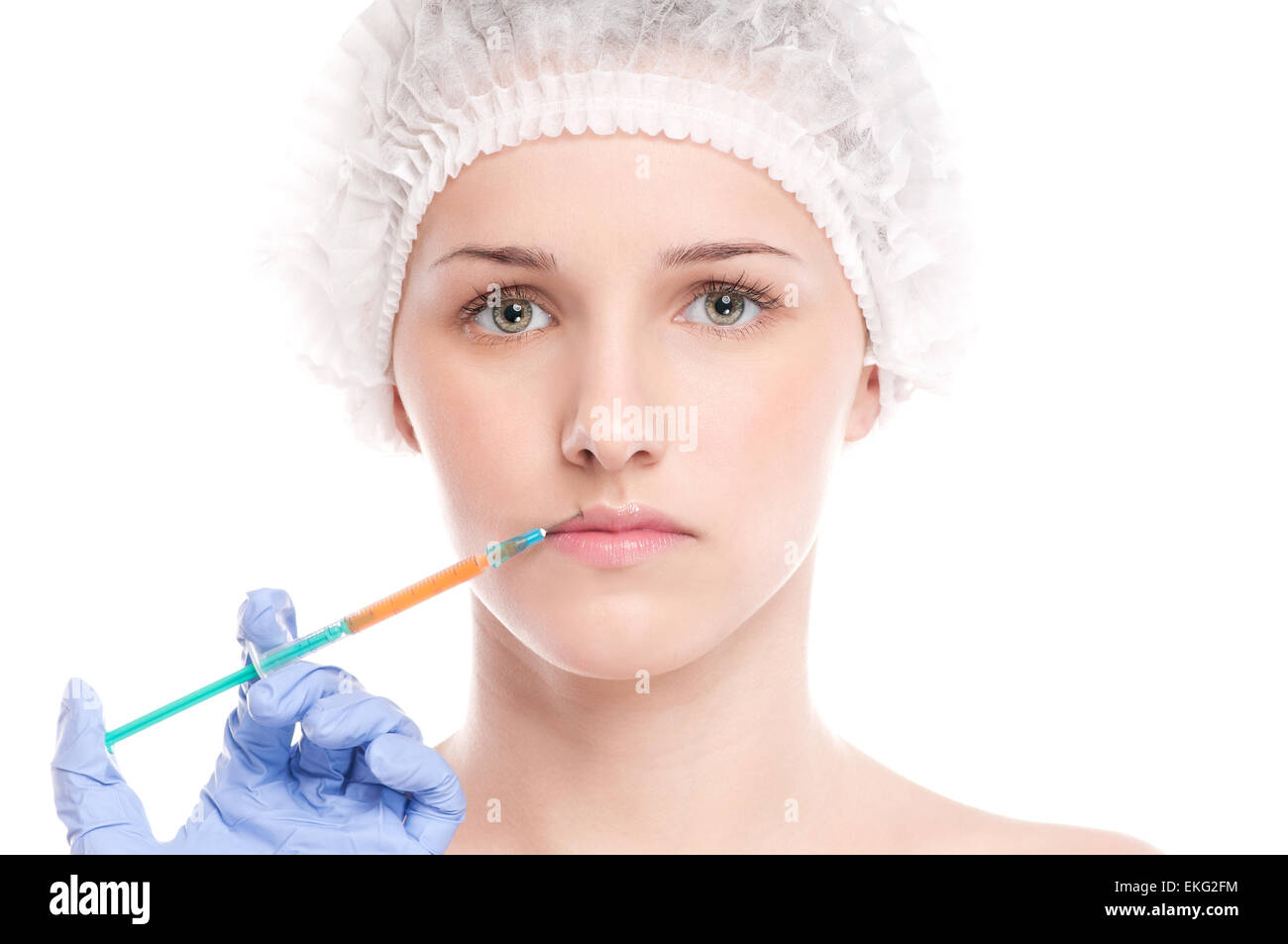 Cosmetic botox injection in face Stock Photo - Alamy