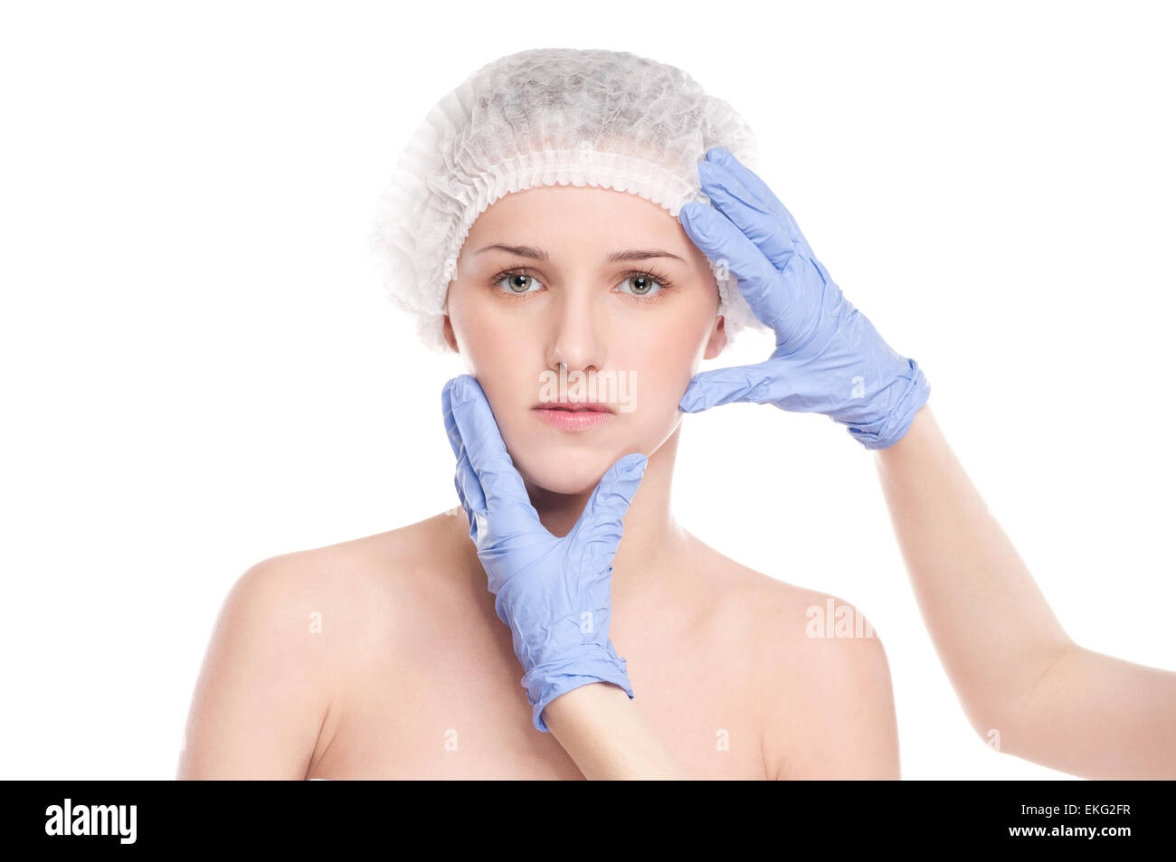 Medical face examination of beautiful woman Stock Photo - Alamy