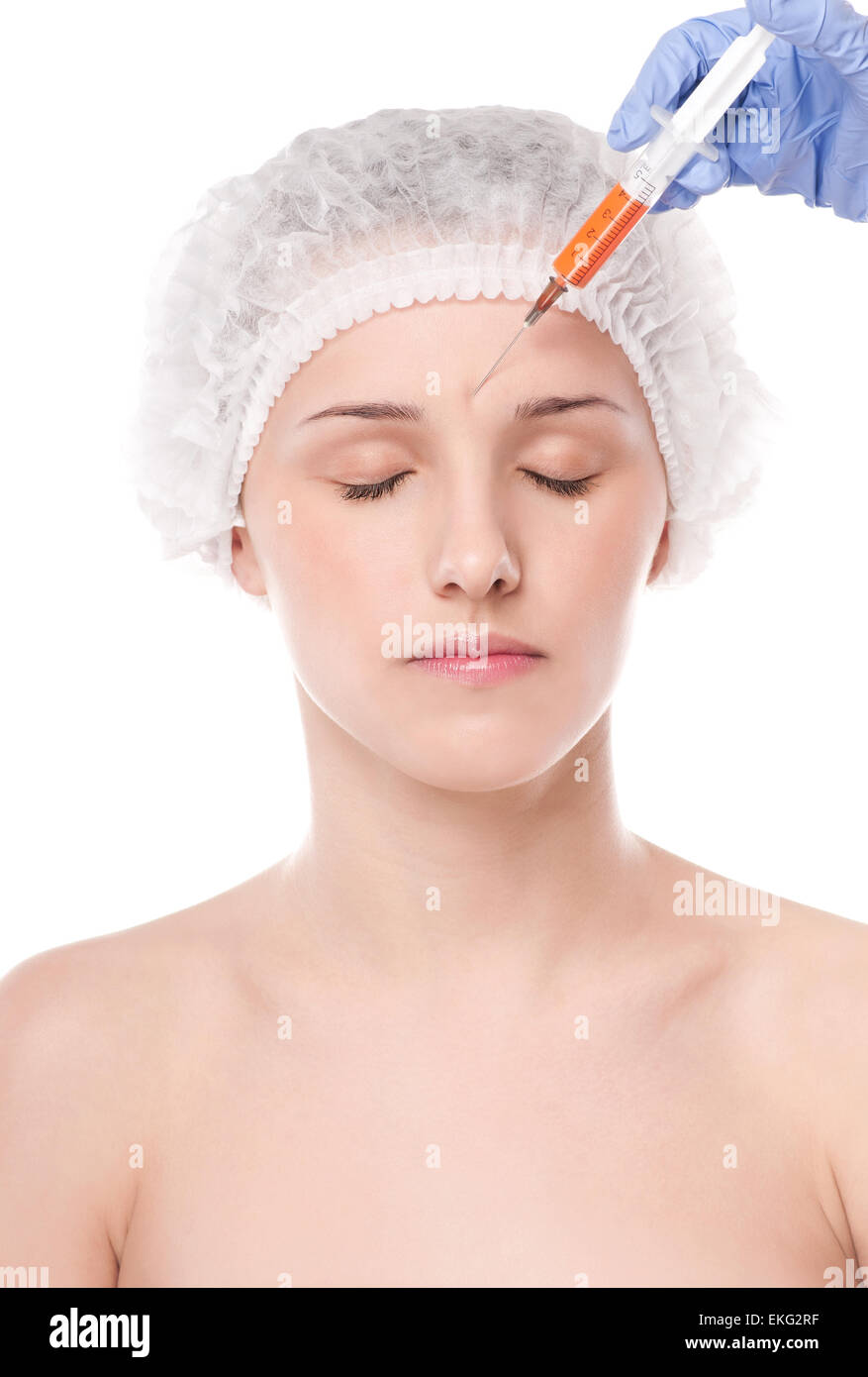 Cosmetic botox injection in face Stock Photo - Alamy