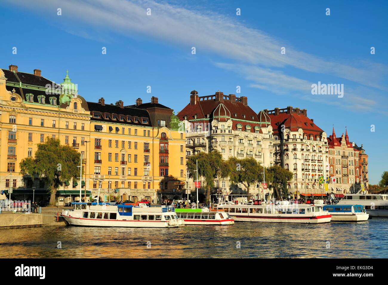 Stockholm embankment with boats Stock Photo - Alamy