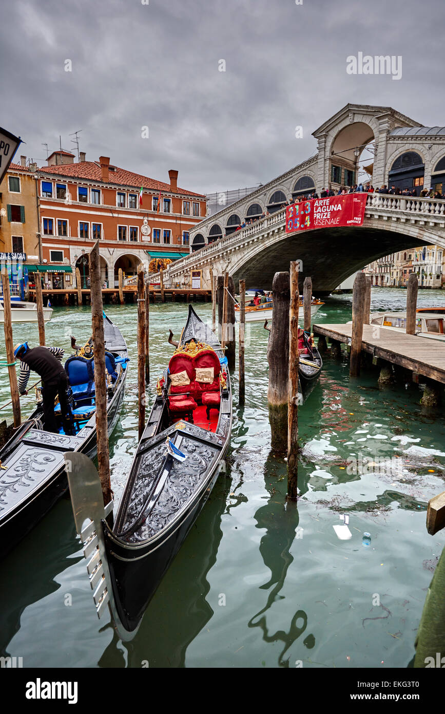 The Rialto Bridge is one of the four bridges spanning the Grand Canal ...