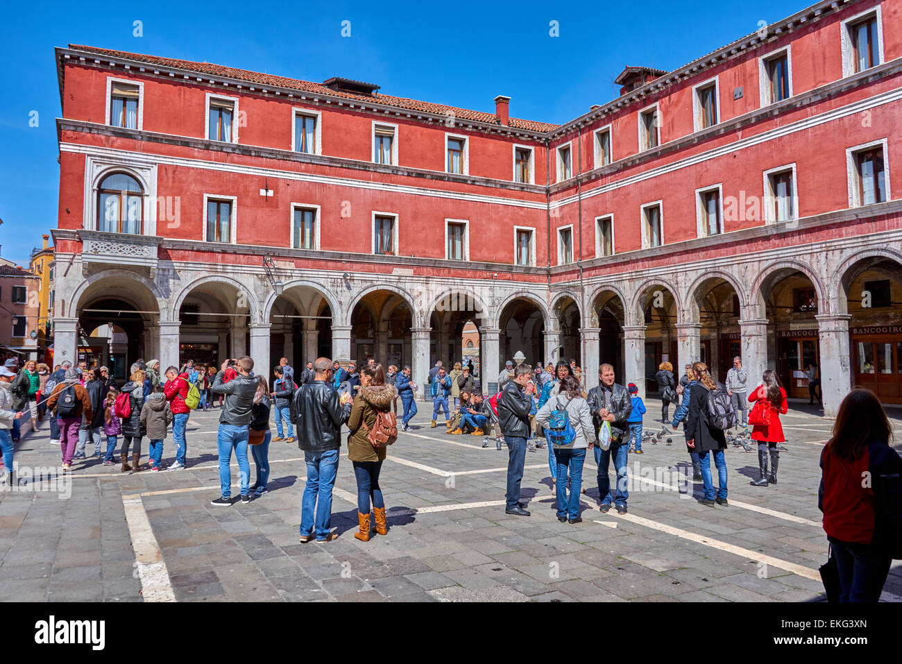 The Rialto Bridge is one of the four bridges spanning the Grand Canal ...