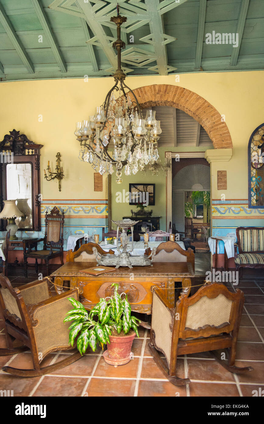 Cuba Trinidad interior detail old antique furniture rocking chairs ...