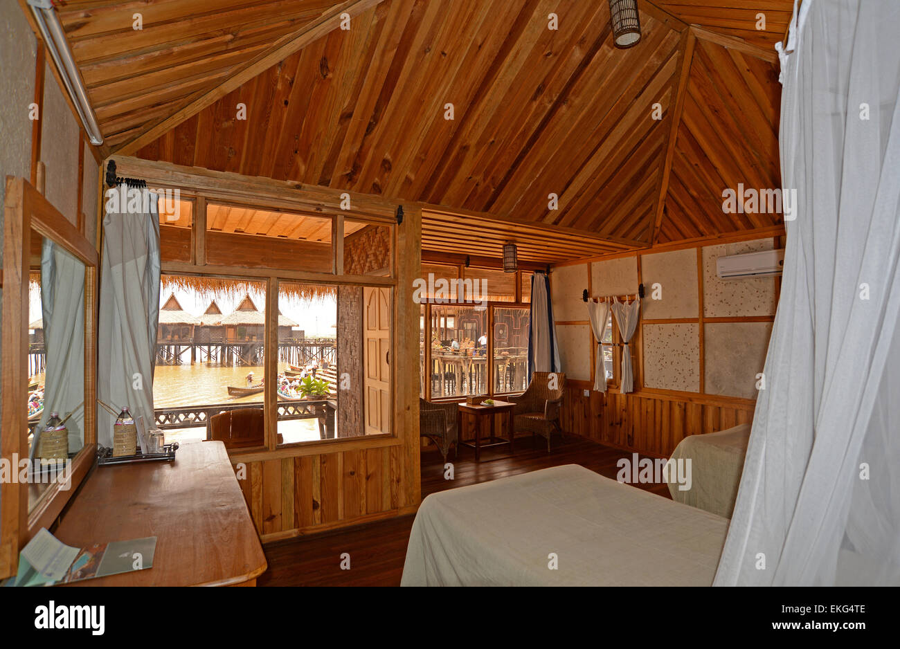luxury room Shwe Inn Tha hotel Inle lake Myanmar Stock Photo - Alamy