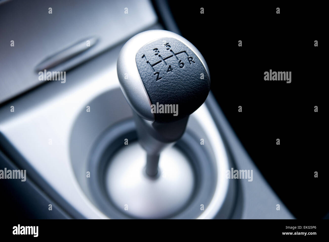 Six speed gear stick in a brand new sport car (shallow DoF Stock Photo ...