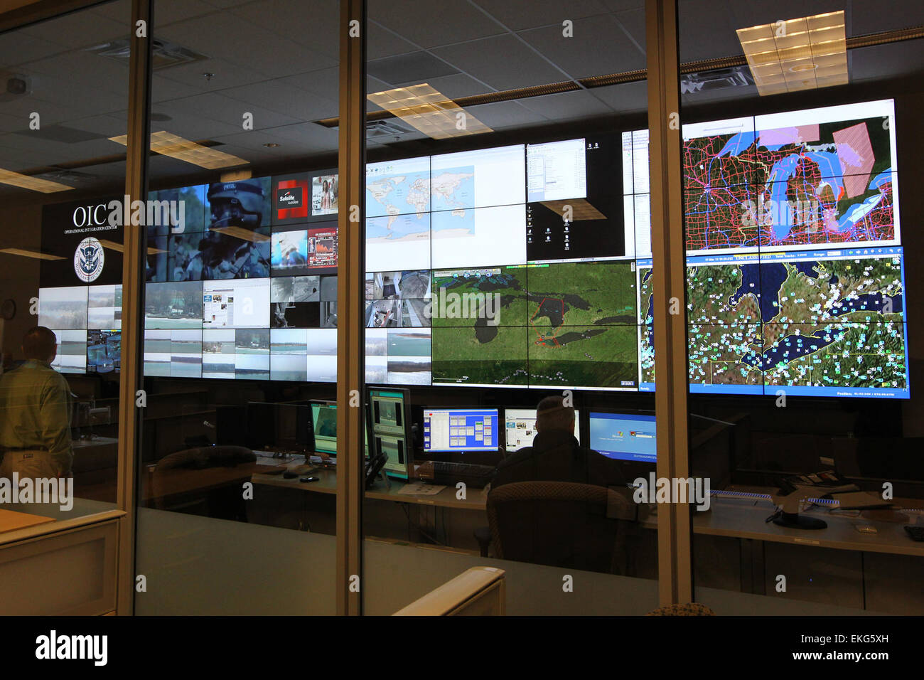 An aerial view of CBP operations at the northern border in Detroit ...