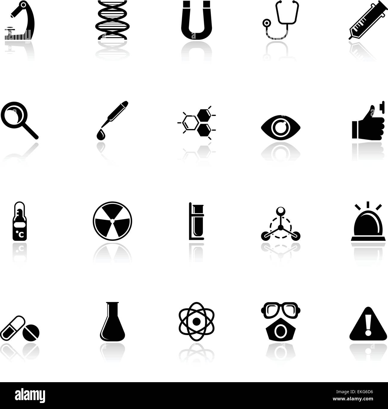 Science icons with reflect on white background, stock vector Stock ...