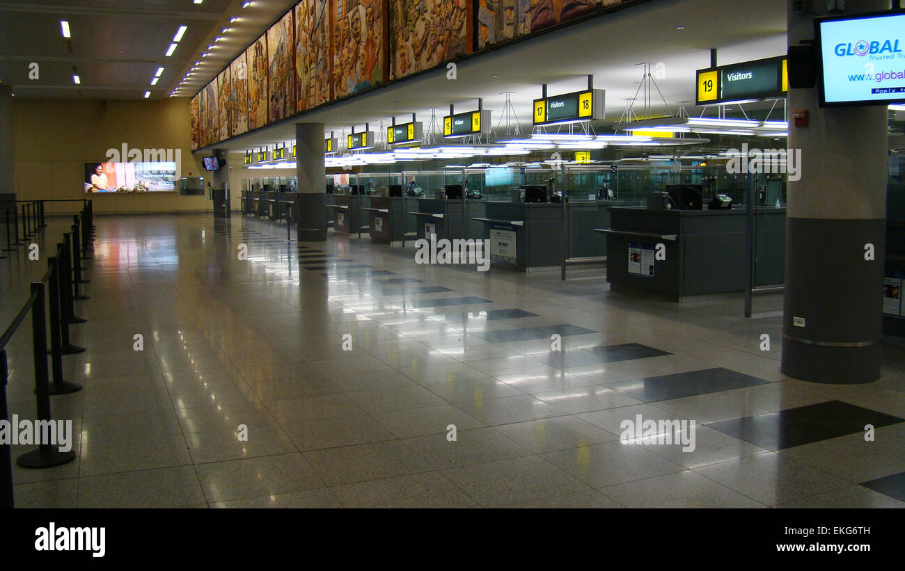 An empty Federal Inspection Station at Terminal 4 of JFK International ...