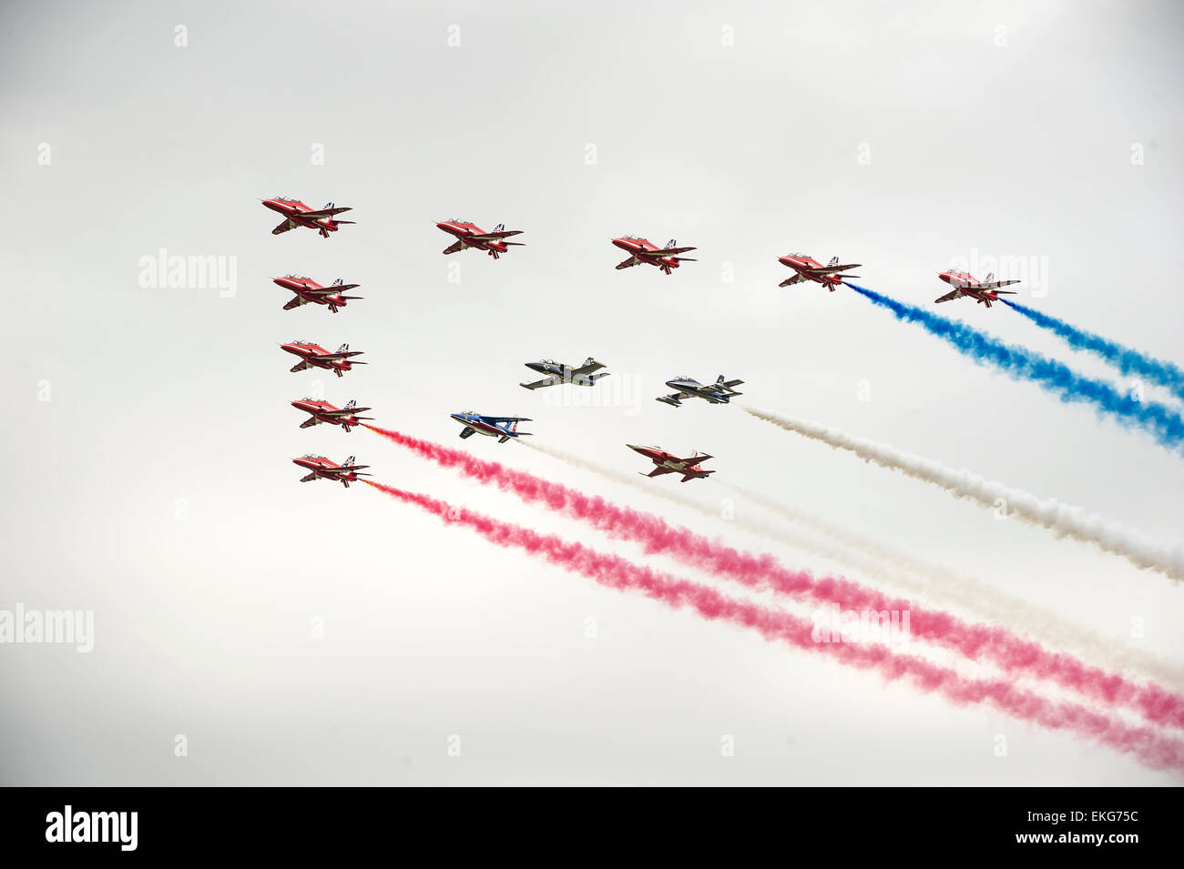 RAF Red Arrows Display team at RIAT 2014 Stock Photo - Alamy