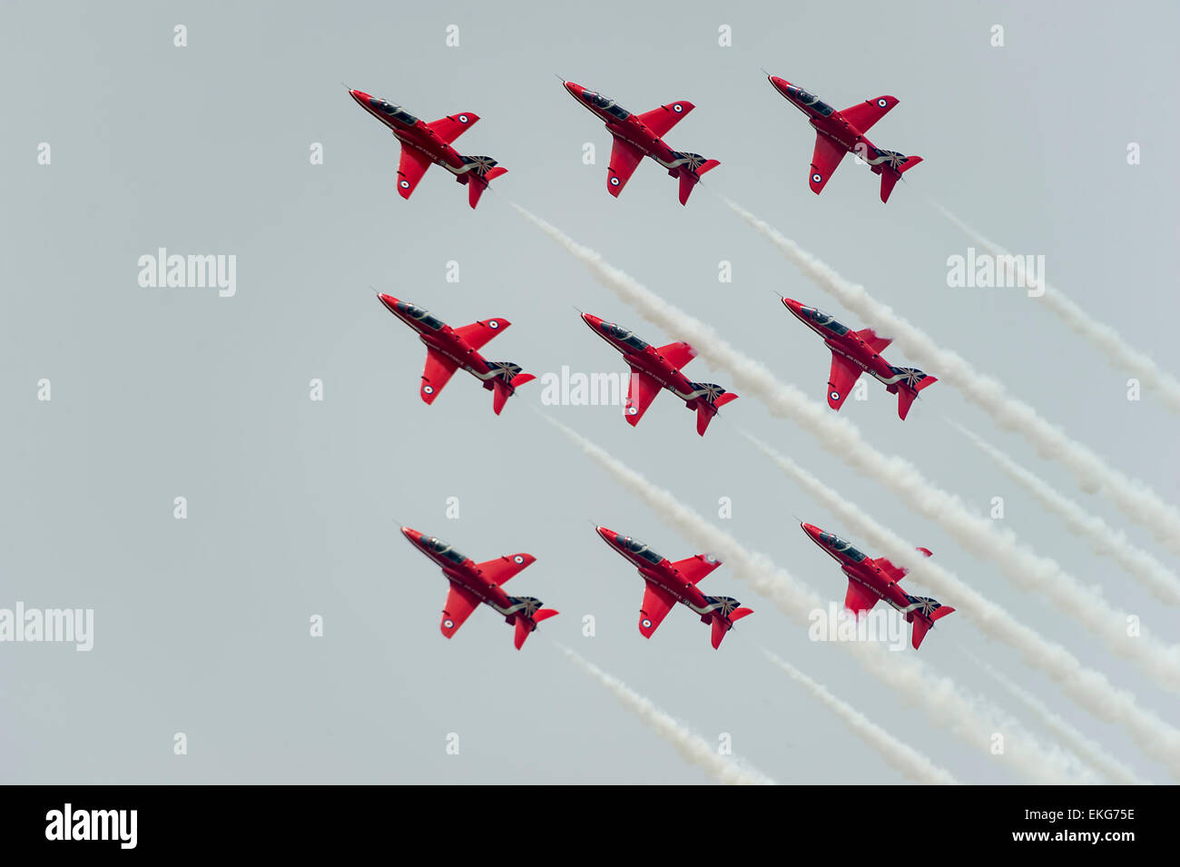RAF Red Arrows Display team at RIAT 2014 Stock Photo - Alamy