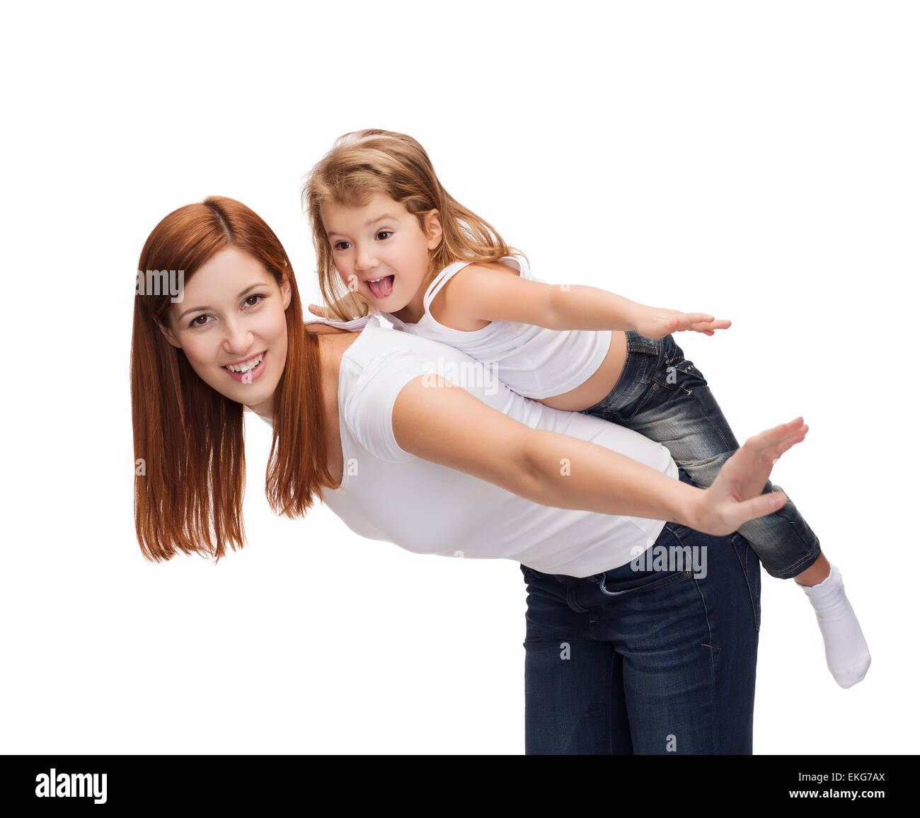 happy mother and child doing piggy back Stock Photo - Alamy