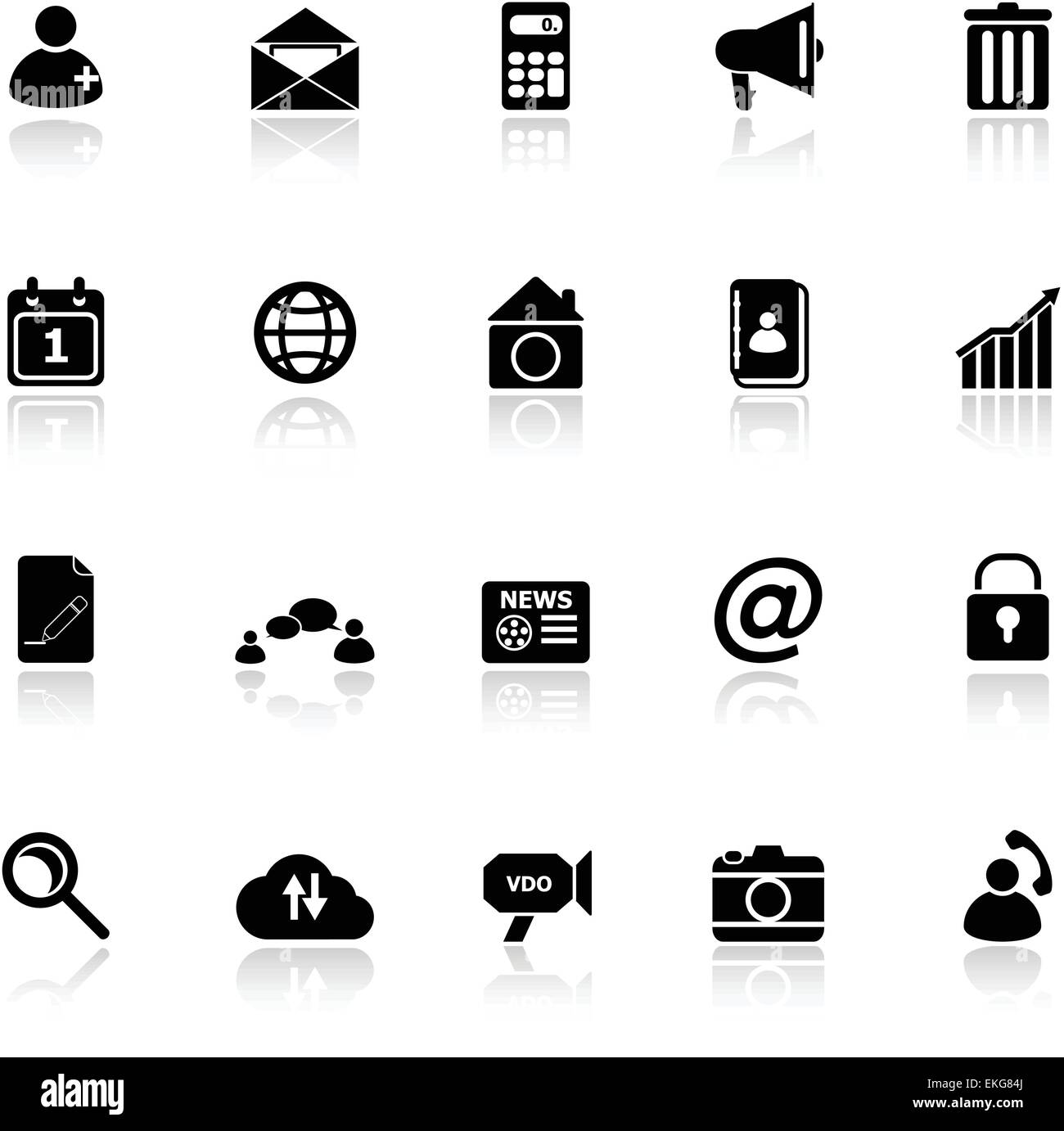 Mobile phone icons with reflect on white background, stock vector Stock ...
