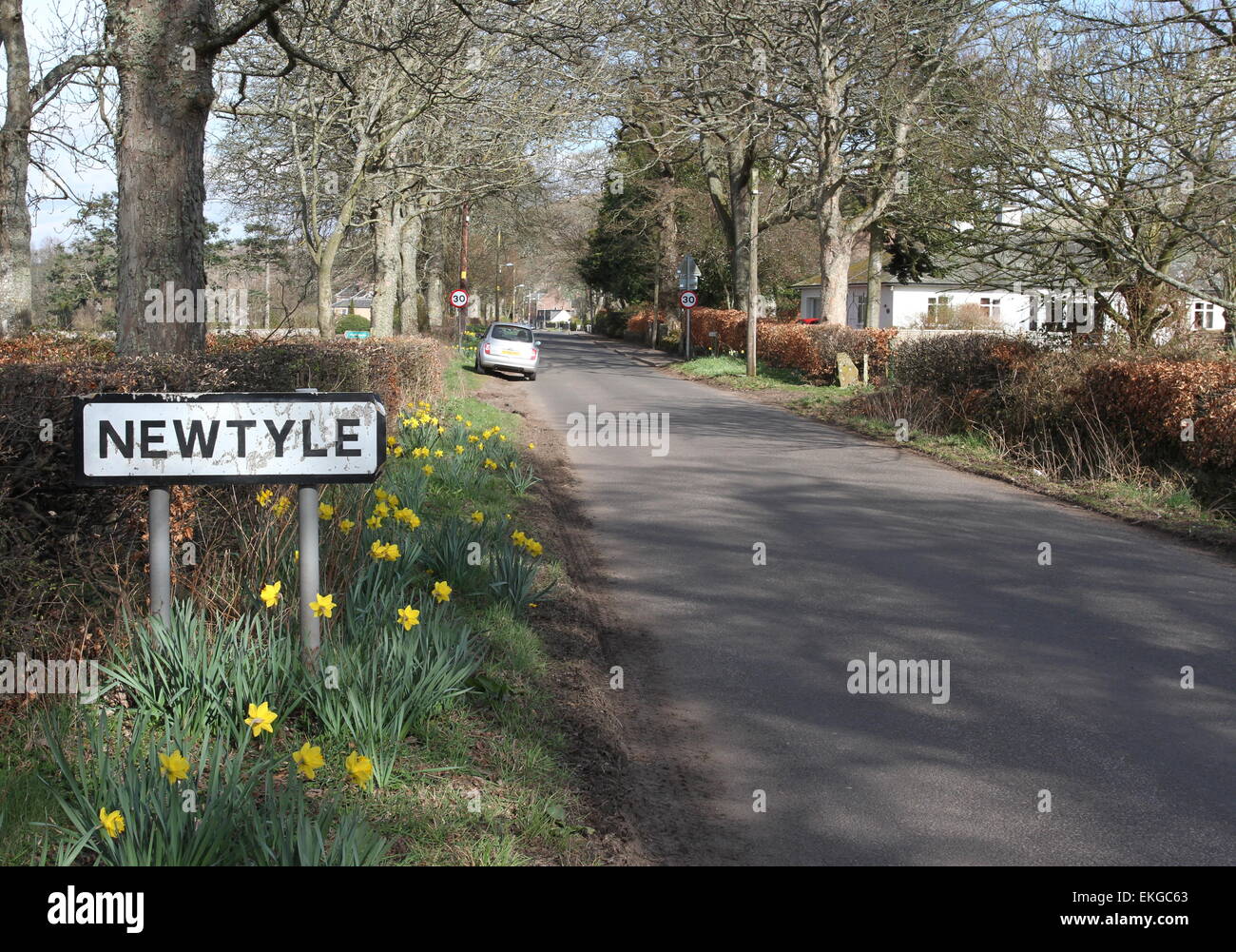 Newtyle sign in springtime Angus Scotland April 2015 Stock Photo - Alamy