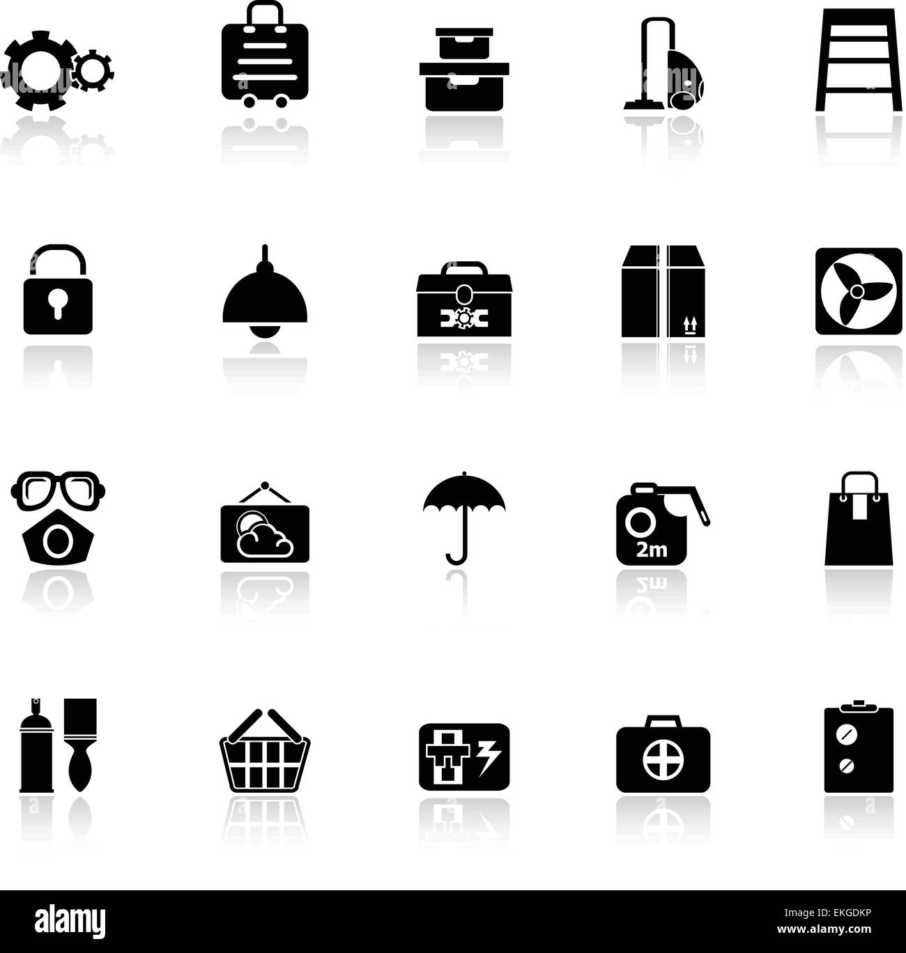 Home storage icons with reflect on white background, stock vector Stock ...