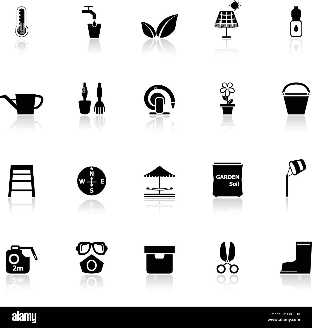 Home garden icons with reflect on white background, stock vector Stock ...