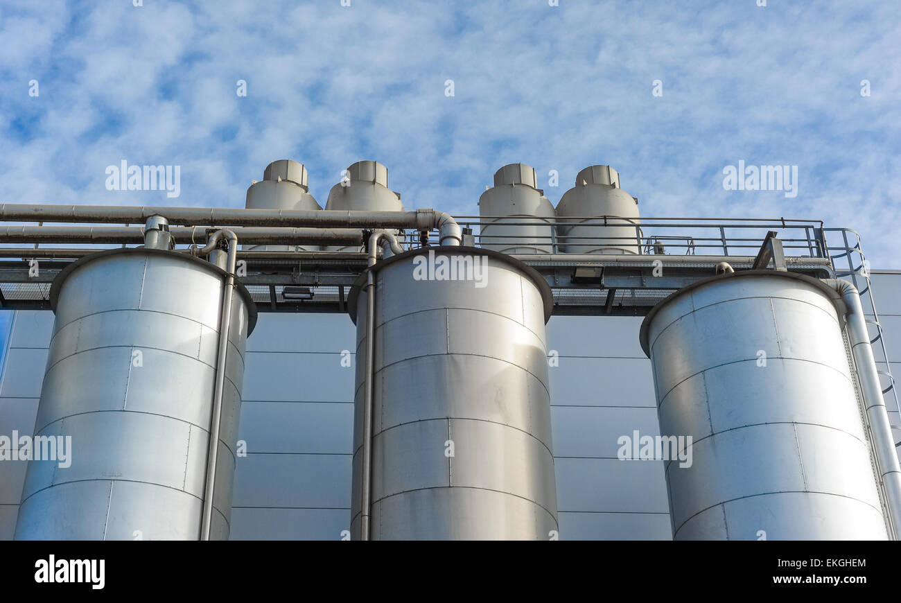 Detail of chemical plant, silos and pipes Stock Photo - Alamy