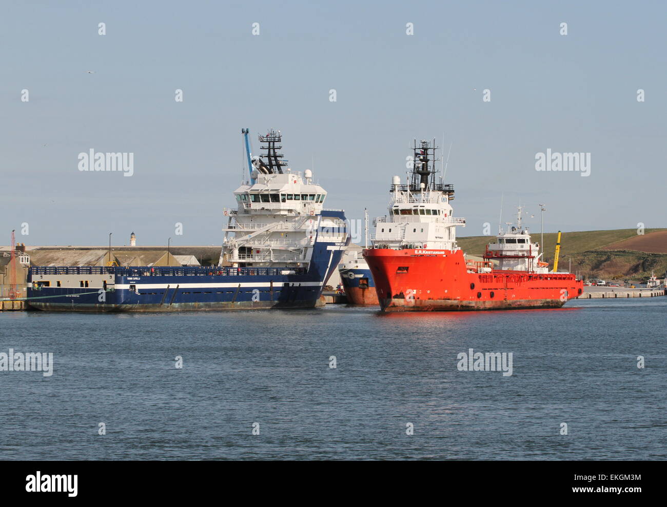 Platform supply ship MV E.R. Kristiansand arriving Montrose harbour ...