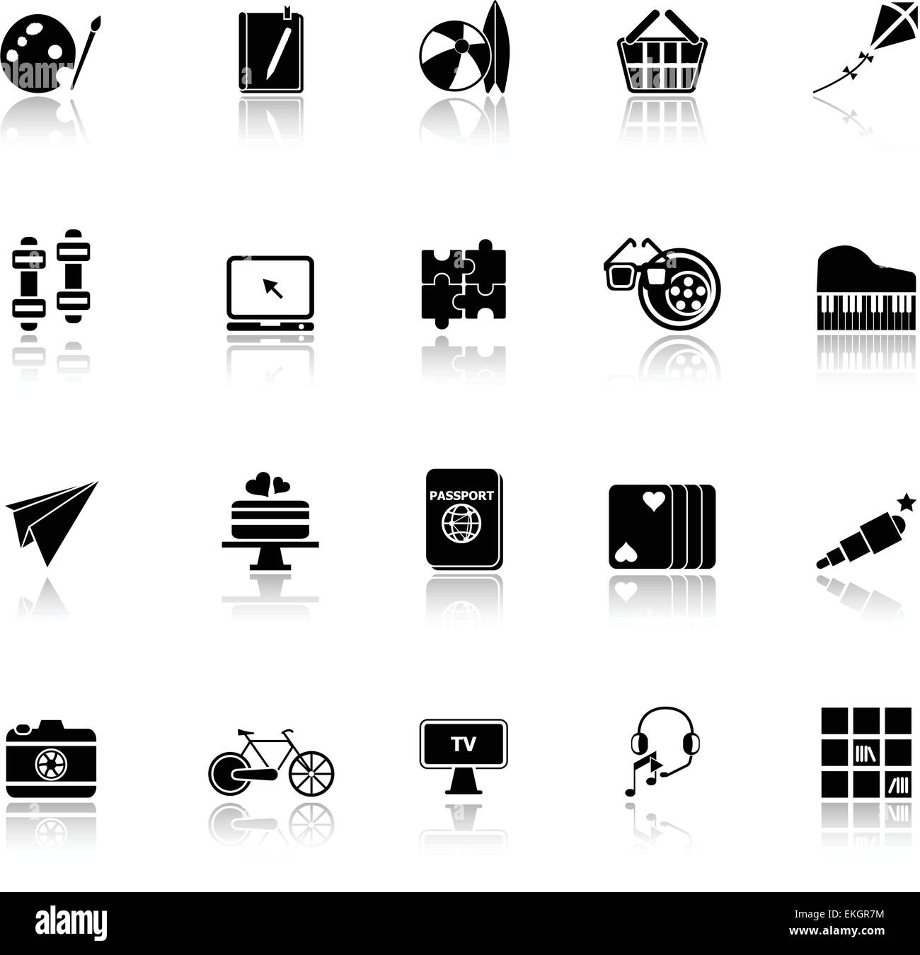 Hobby icons with reflect on white background, stock vector Stock Vector ...