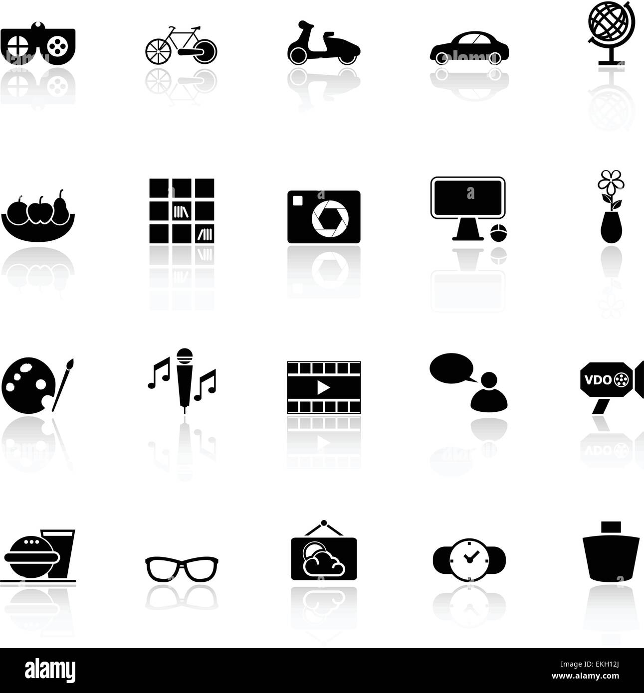 Favorite and like icons with reflect on white background, stock vector ...