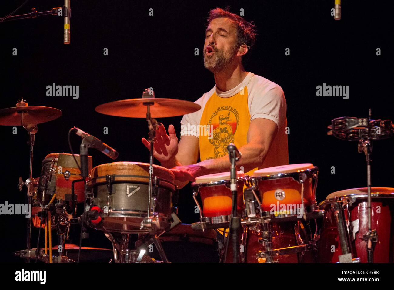 Madison, Wisconsin, USA. 8th Apr, 2015. Drummer BRIAN ROSENWORCEL of ...