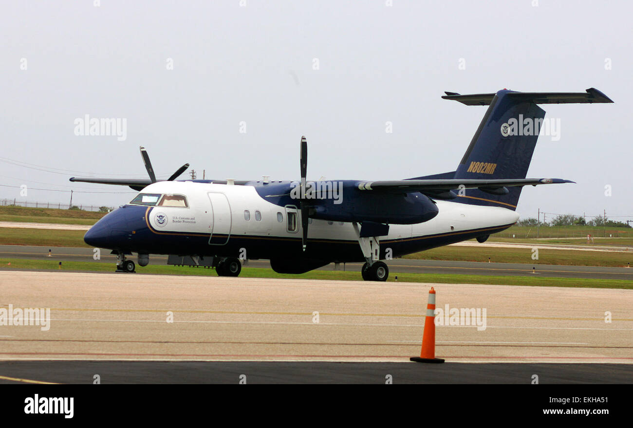 A CBP Dash 8 aircraft is readied for daily patrols around Puerto Rico ...