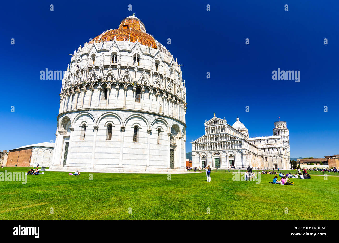 Image with Campo dei Miracoli in Pisa. Baptistery, Cathedral and ...