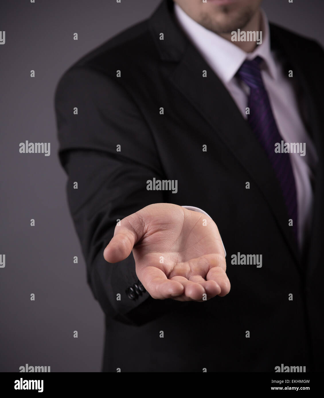 Business man with empty hand, close-up Stock Photo - Alamy