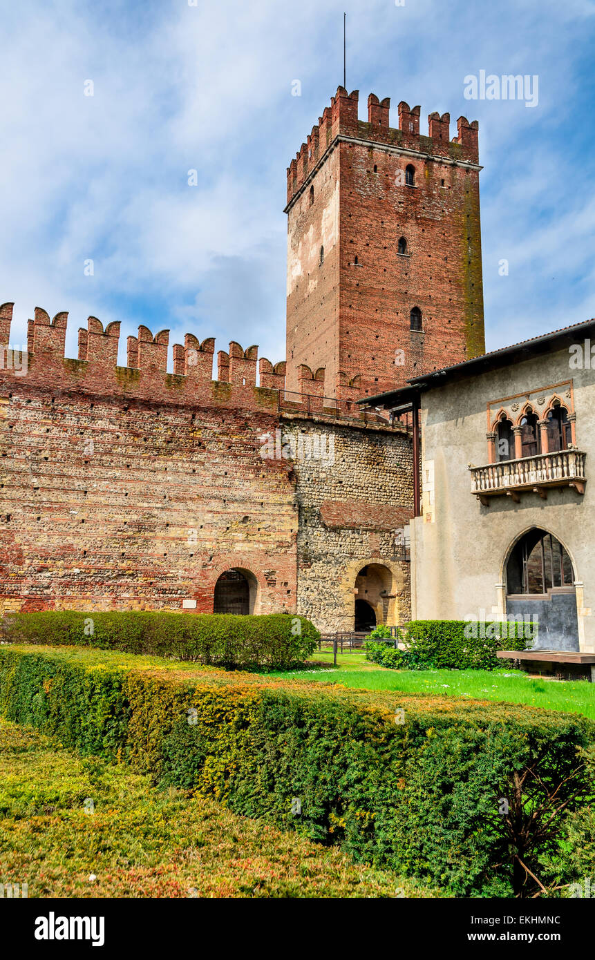 Verona, Italy. Castelvecchio courtyard, medieval fortification of ...
