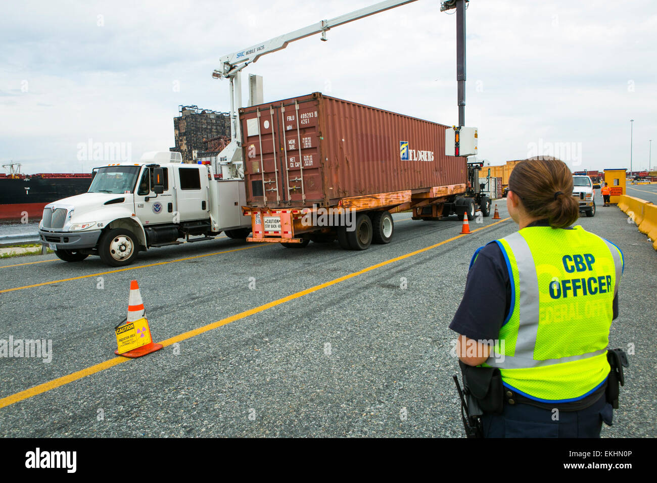 CBP officers at the Port of Baltimore inspect seaport containers ...
