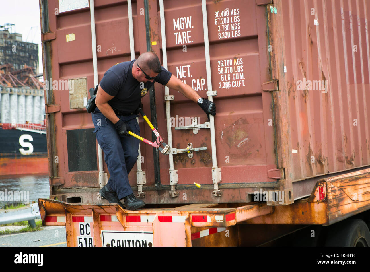 CBP officers conduct inspections of seaport containers arriving at the ...