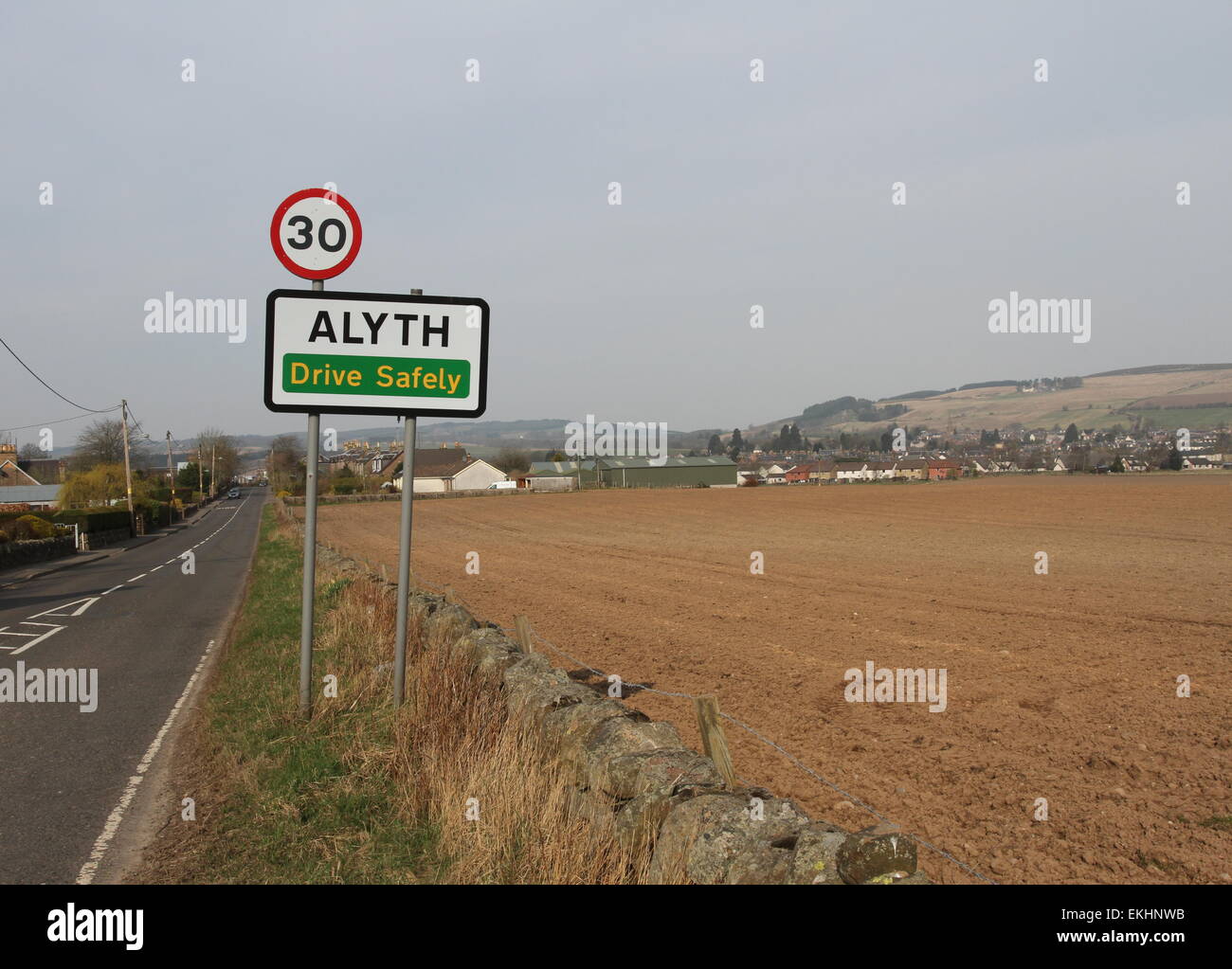 Welcome to Alyth sign Scotland April 2015 Stock Photo - Alamy