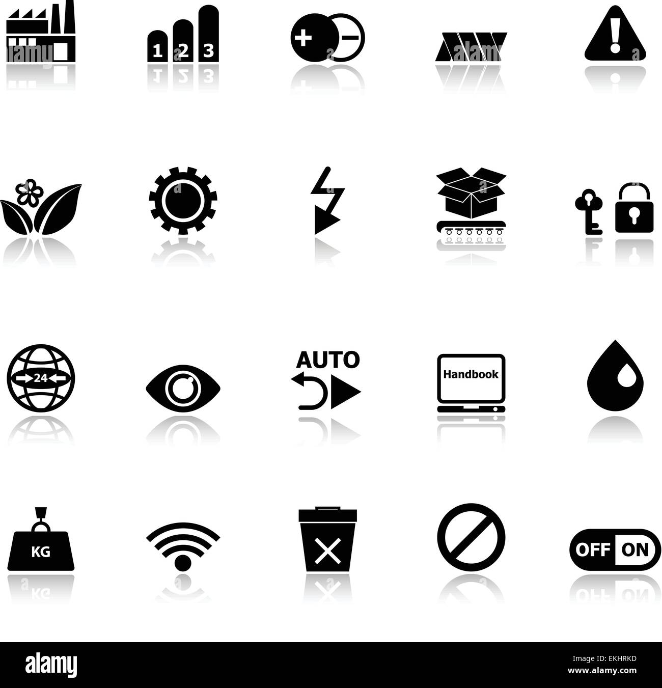Electronic sign icons with reflect on white background, stock vector ...